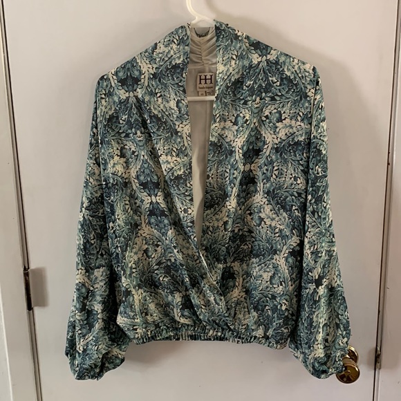 Haute Hippie | Tops | Haute Hippie Silk Blue Green Open Front Wrap ...